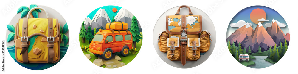 Excursion clipart collection, symbol, logos, icons isolated on ...