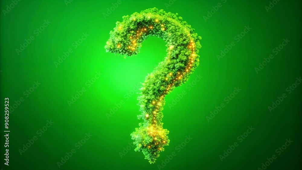 Distorted Question Mark Particle Bounce: Psychedelic Green Screen ...