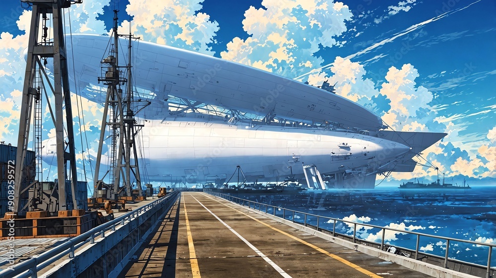 fantasy airship port port where fantasy airships dock anime Stock ...