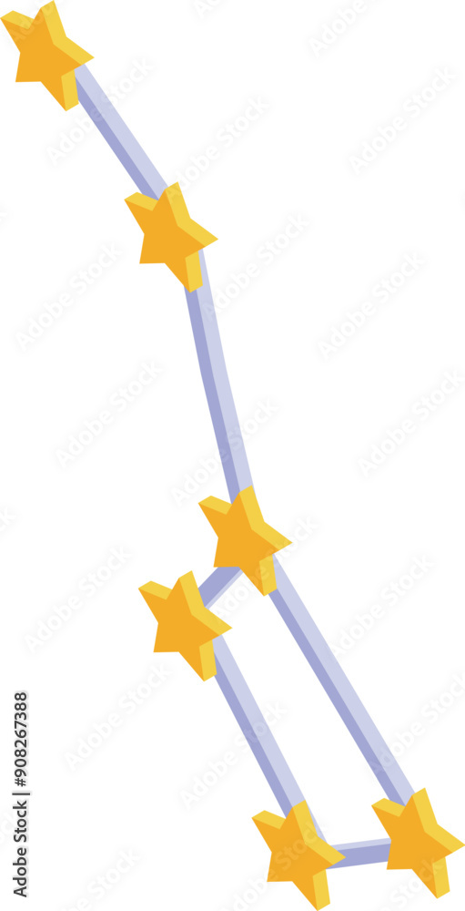 Ursa minor constellation shining in the night sky, connecting its ...