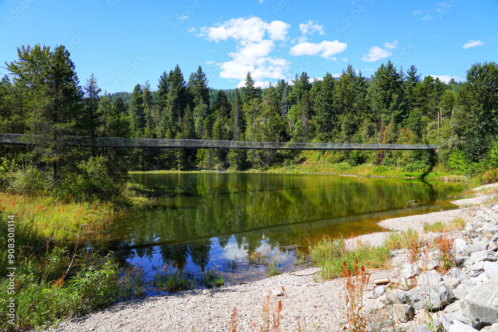 Suspension bridge connecting Zuckerberg Island to Castlegar over the ...