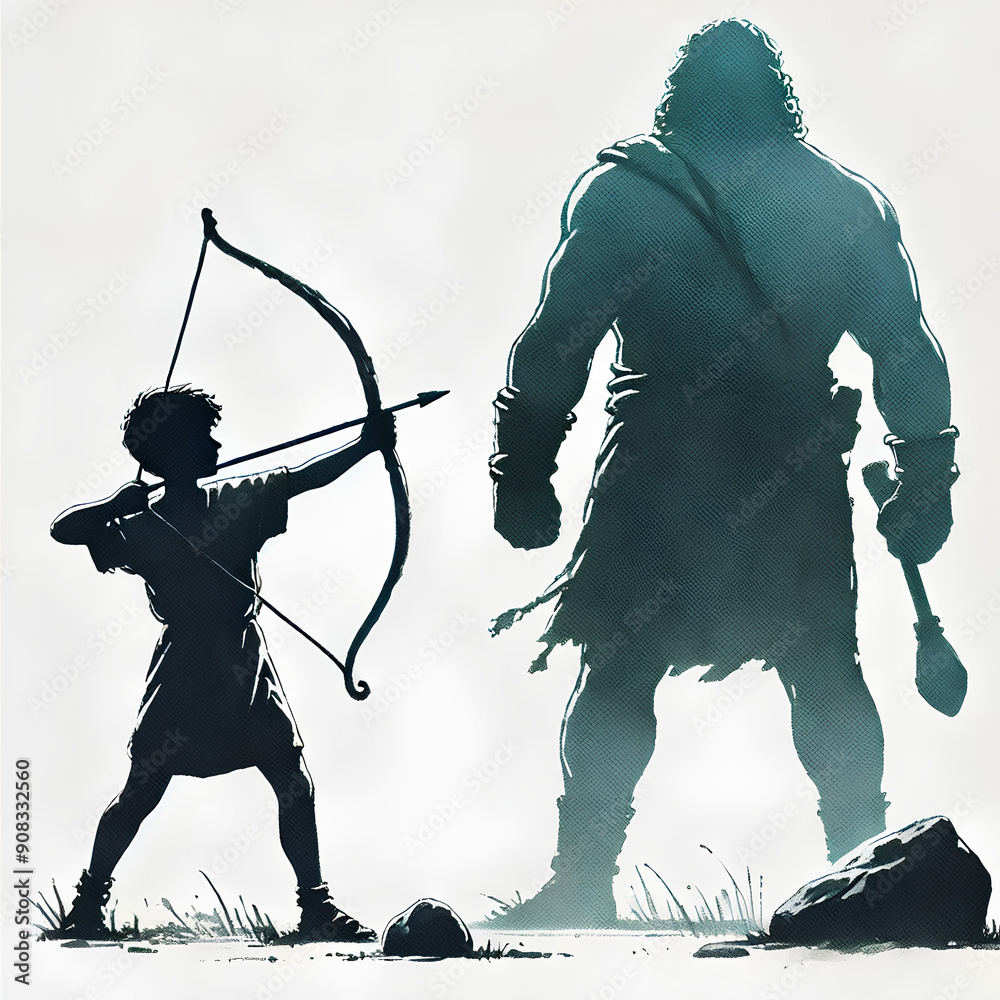 David,and,Goliath.,Bible,story,of,young,Shepherd,boy,defeating,a,giant ...
