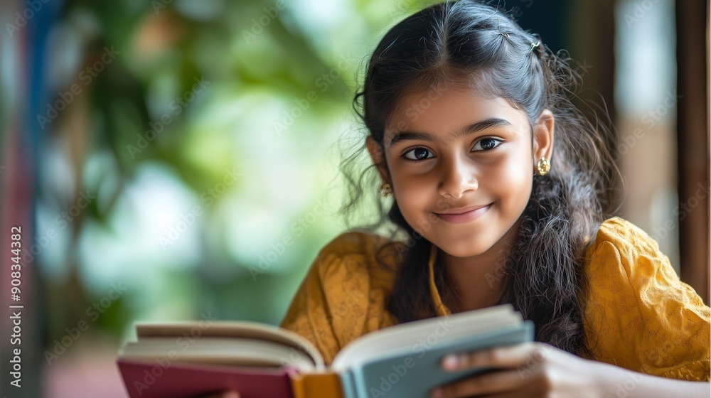 1 Prety India Children, reading book, smailing Stock Photo | Adobe Stock