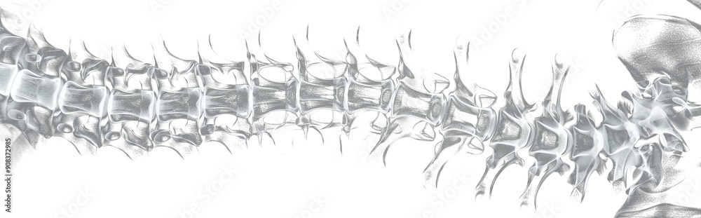 X-ray of human spine showing scoliosis curvature isolated on ...