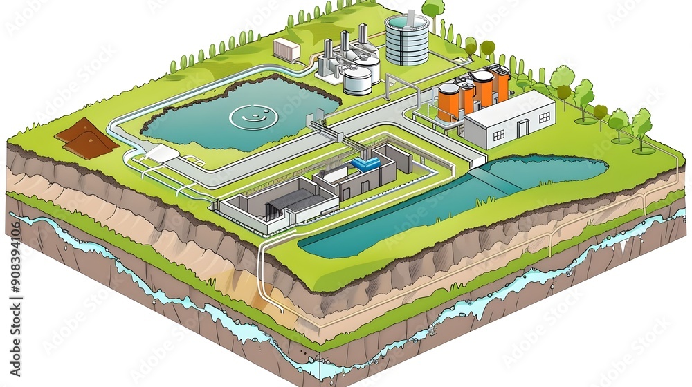 Cross-Sectional Diagram of Landfill Gas Extraction Process for ...