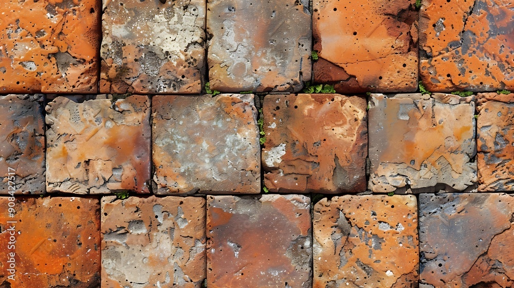 Old handmade terracotta tile flooring Brick pavement seamless texture ...