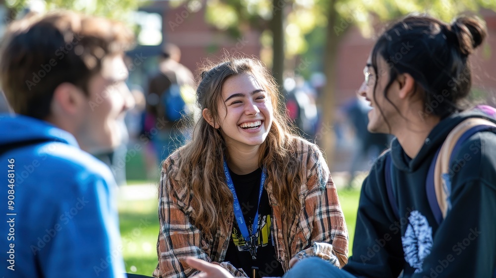 First-year college students participating in ice-breaker games and activities on the campus lawn ...