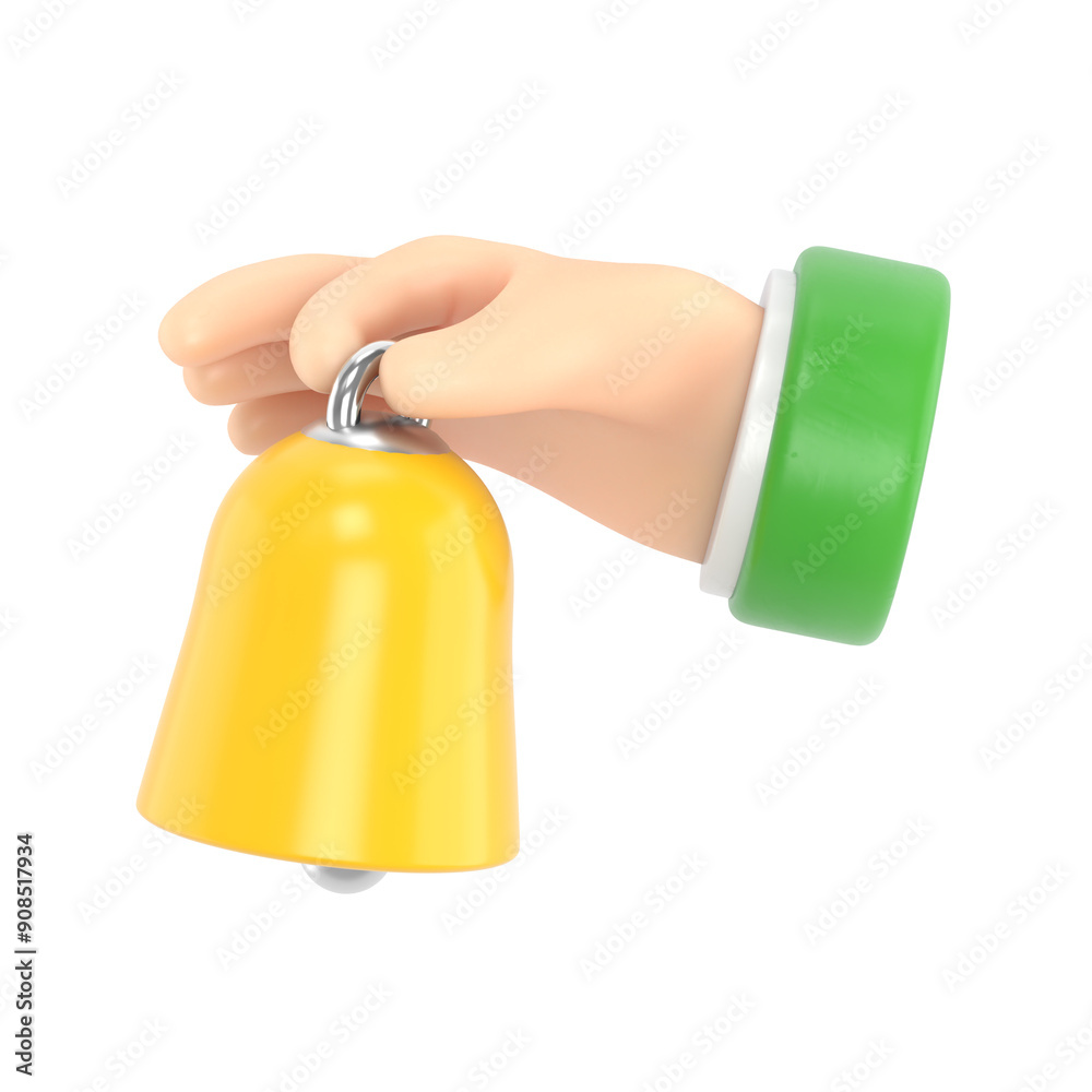 Transparent Backgrounds Mock-up. Cartoon hand holding bell.Supports PNG ...