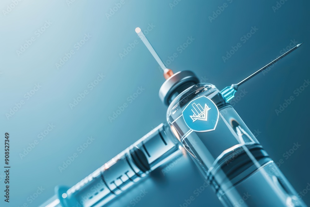 Explosive vaccination banner template with modern graphics of syringes ...
