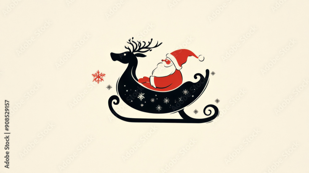 minimalist silhouette of Santa's sleigh, emphasising clean lines and ...