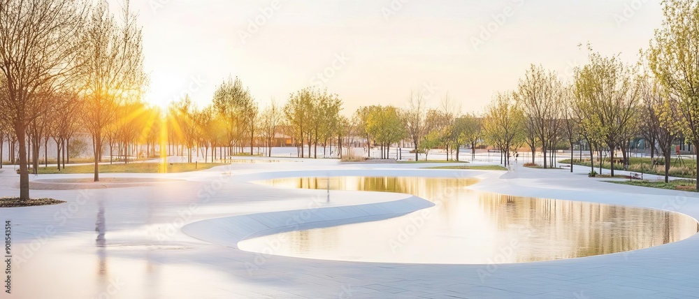 Children playing in a park designed with floodable areas to absorb ...