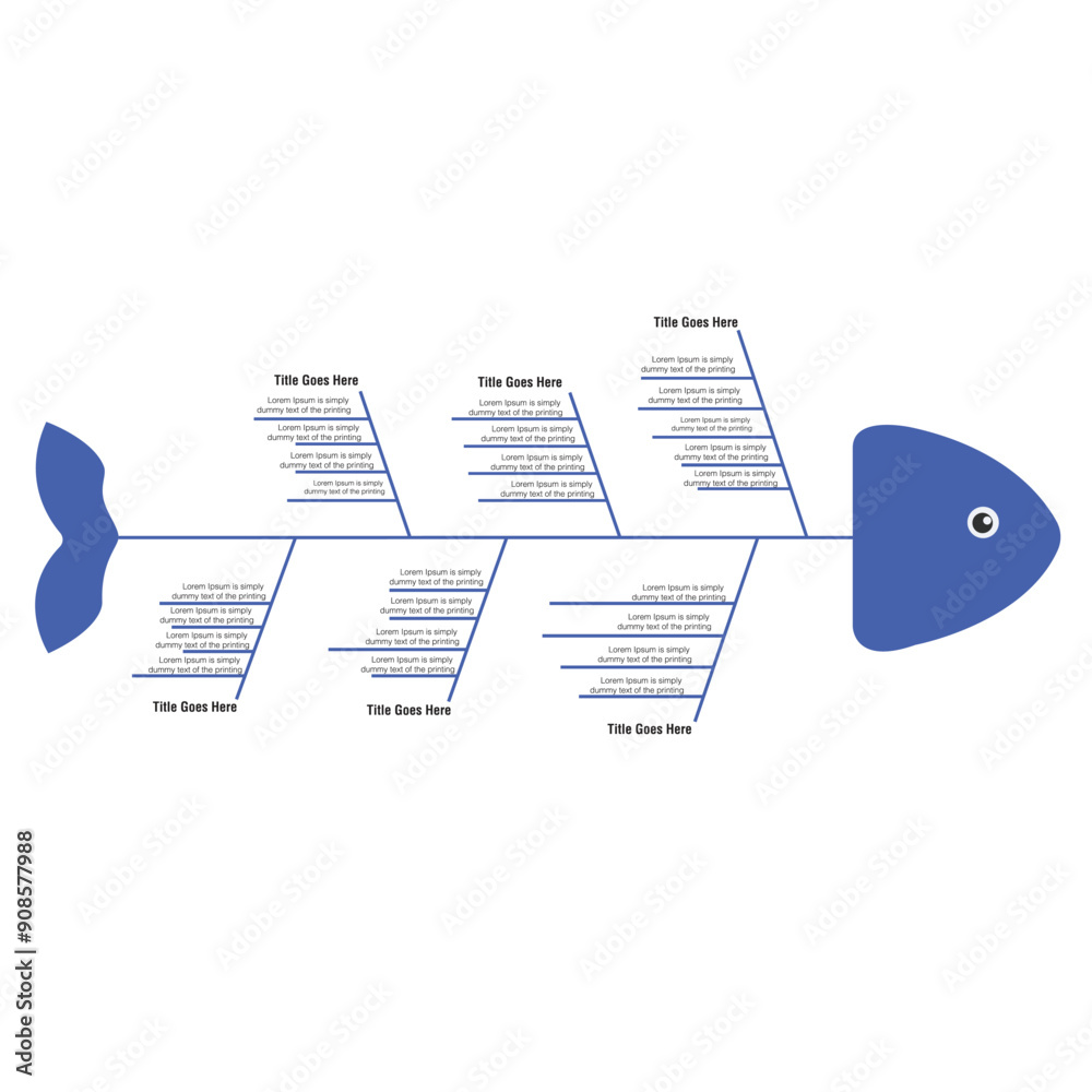 fishbone diagram fish shaped infographic with small circle dot ...