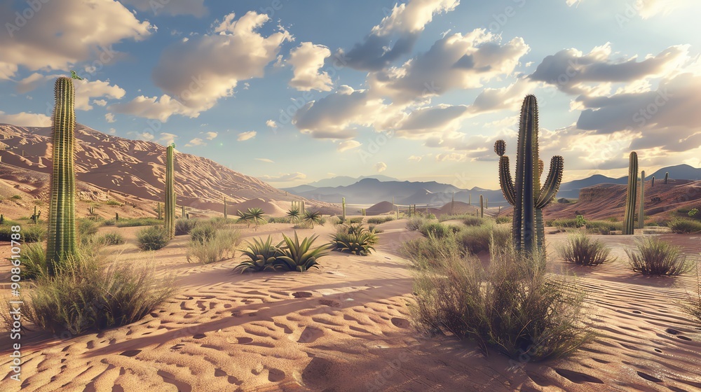 Ultradetailed desert ecosystems, realistic sands and cacti under ...