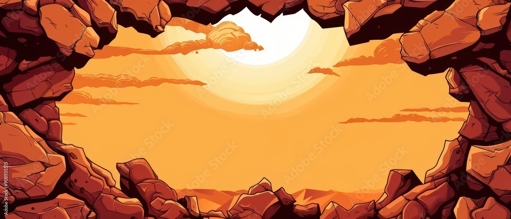 Colorful geology banner template featuring earth tones and icons of ...