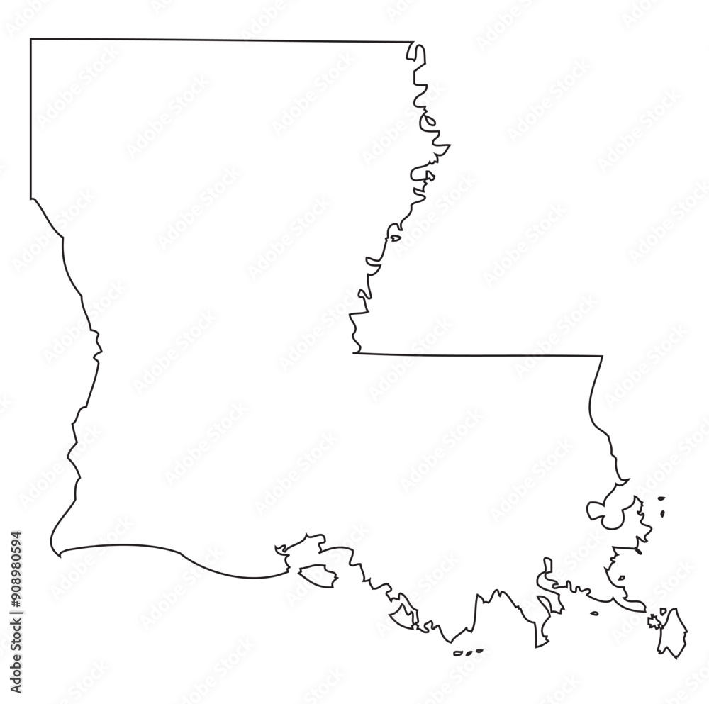 Outline of the map of the U.S. state of Louisiana Stock Vector | Adobe ...