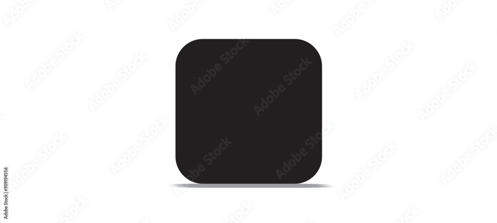 Black abstract app icon, blank button template with realistic shadow ...