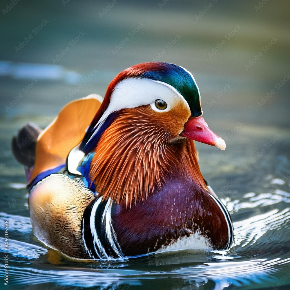 mandarin duck scient. name Aix galericulata Linnaeus, 1758 bird, AI ...