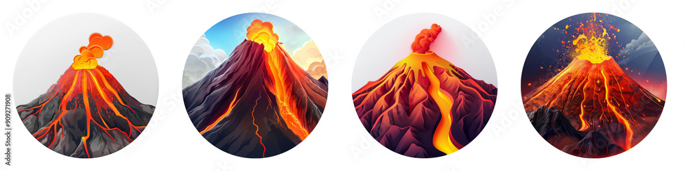 Volcano clipart collection, symbol, logos, icons isolated on ...