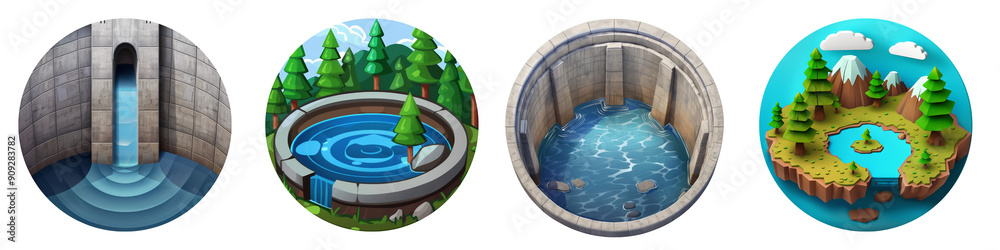 Reservoir clipart collection, symbol, logos, icons isolated on ...