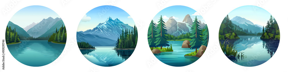 Lake clipart collection, symbol, logos, icons isolated on transparent ...