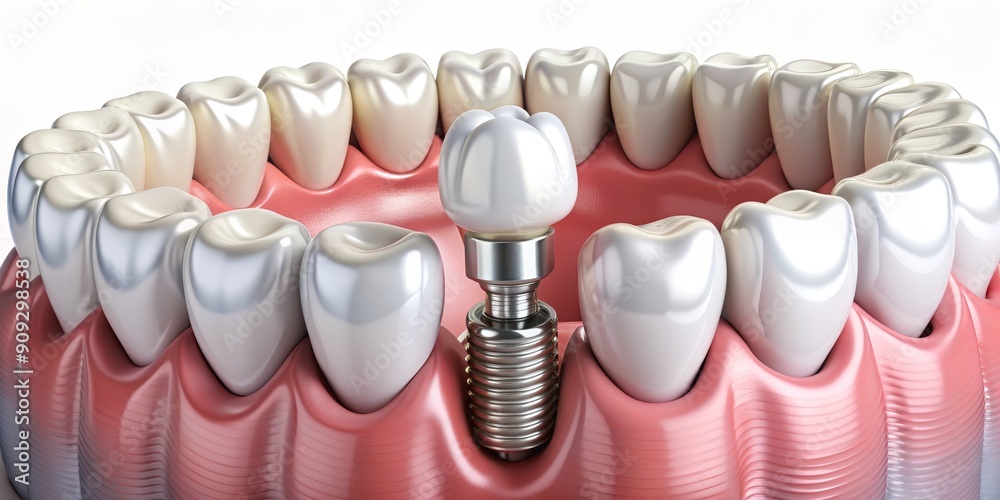 Dental Implant Crown in Gum, 3D Model, Tooth Replacement, Oral Health ...