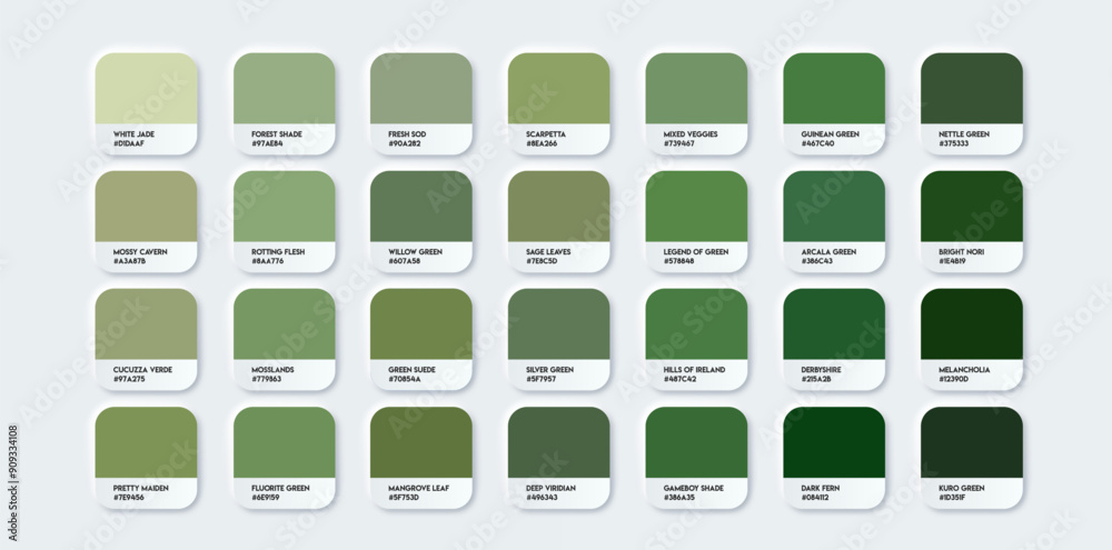 Green color palette. Green pastel tone texture. Vector illustration ...