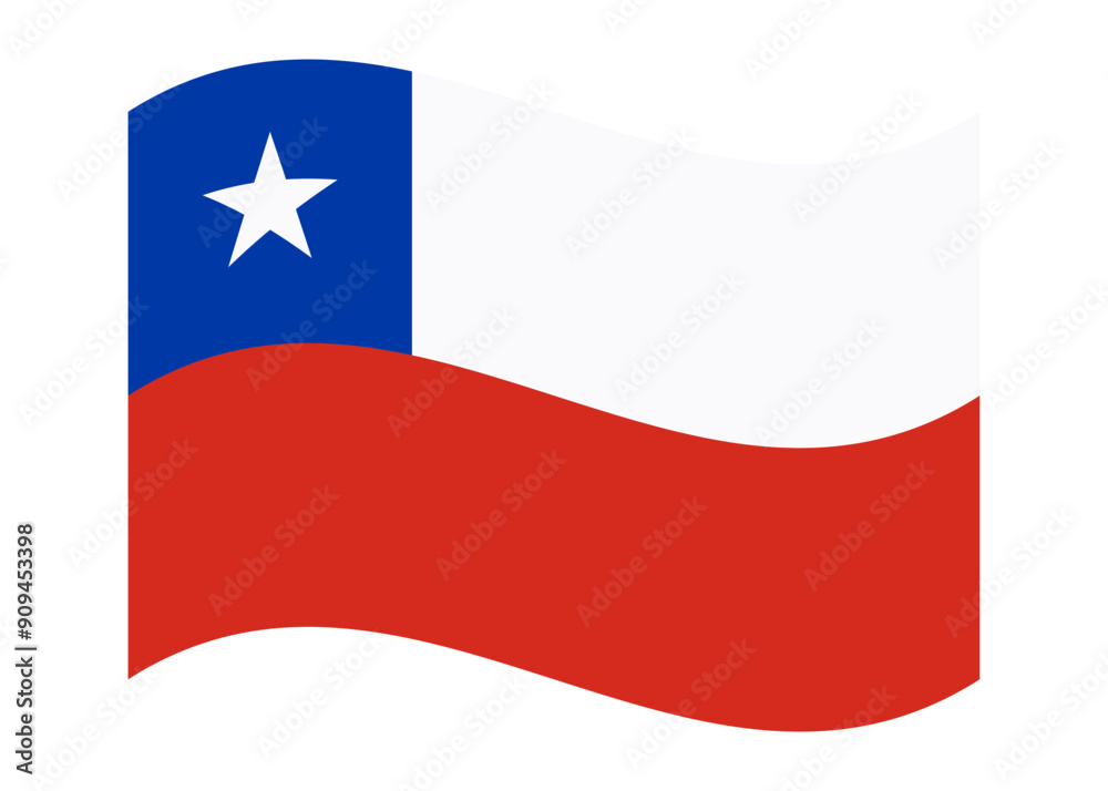 Wavy flag of Chile, isolated on transparent background. Flag of the ...