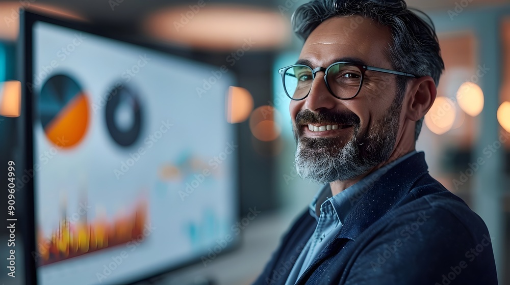 Confident Business Leader Gives Dynamic Presentation with Data ...