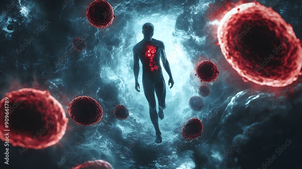 Creative poster depicting anemia with a mix of different cells in the ...