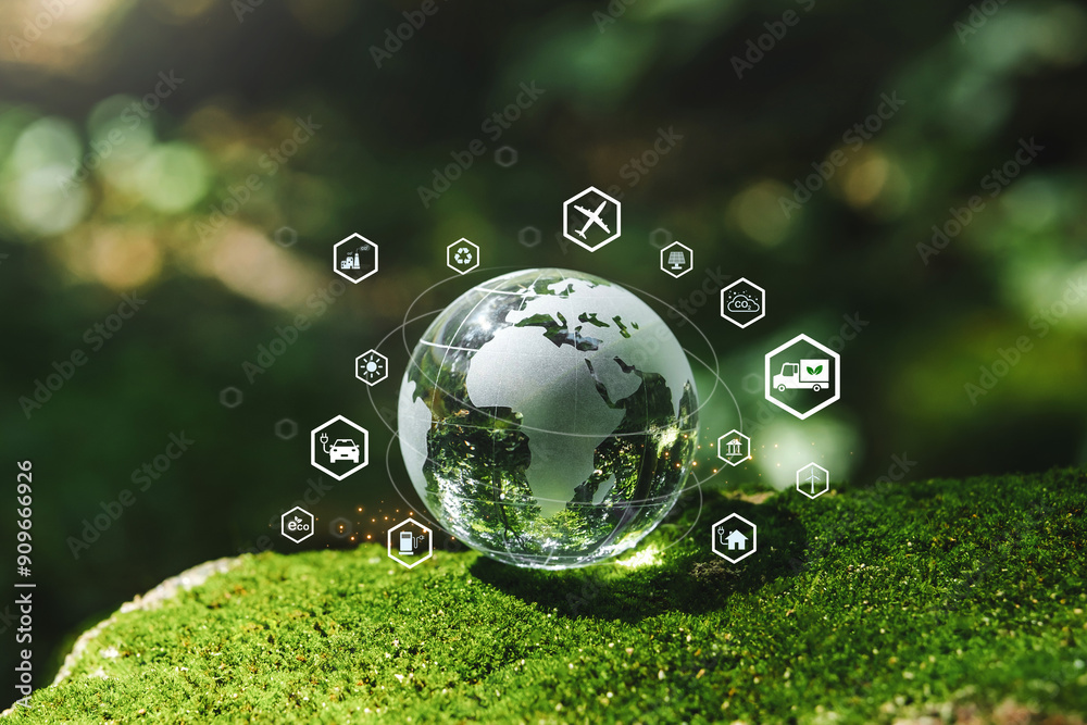 Foto de Stock Green logistic transport Global transport Net zero ...