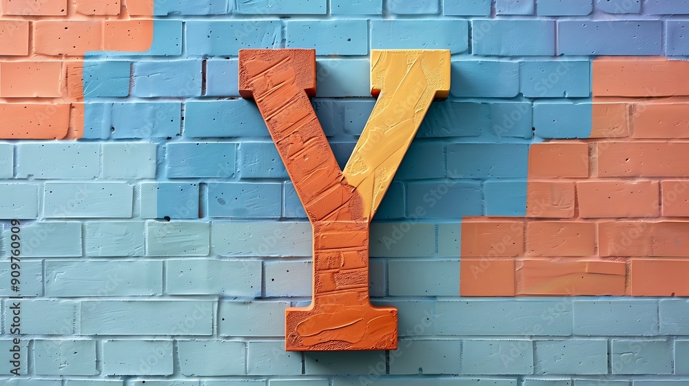 Font on brick texture letter Y cut out of paper brick wall fonts set on ...