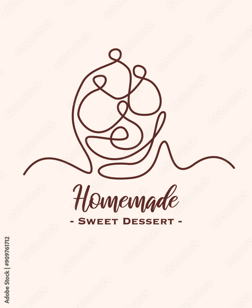 Continuous One line Drawing of pastry products, desserts. Food menu ...