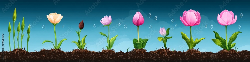 Ilustración de Stock Creative Growth Timeline: Seed to Bloom ...