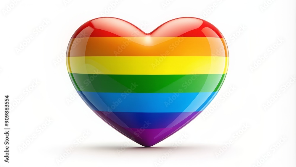Vibrant heart icon in rainbow colors proudly stands alone on a crisp ...