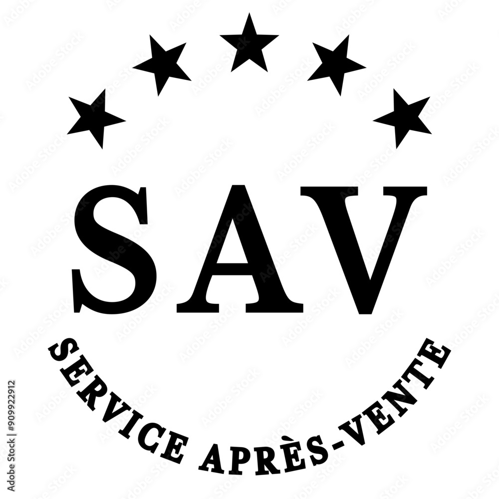 SAV (service après vente) de qualité 5 étoiles symbolisant la qualité ...