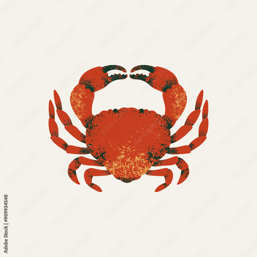 Red crab vector illustration in simple flat style isolated on white ...