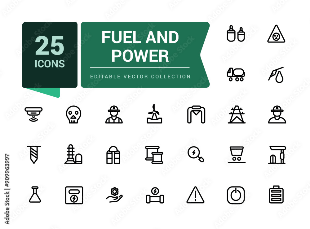 Fuel And Power icon pack. Set of industial, Construction, Power ...