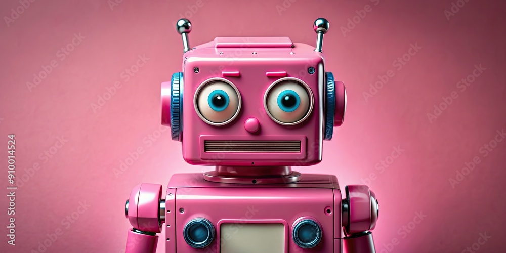 Pink robot with blue eyes, robot, pink, blue eyes, futuristic ...