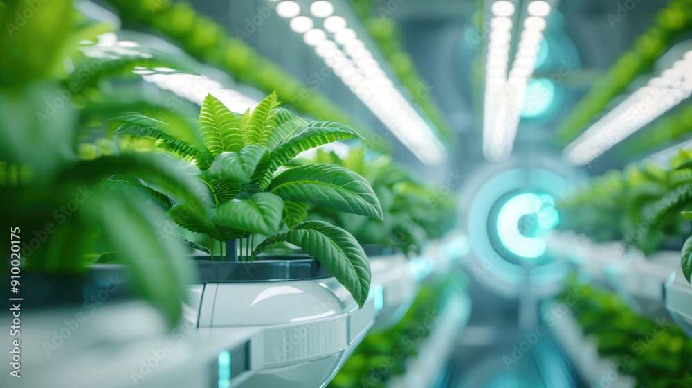 High-resolution image showcasing a modern vertical farming facility ...