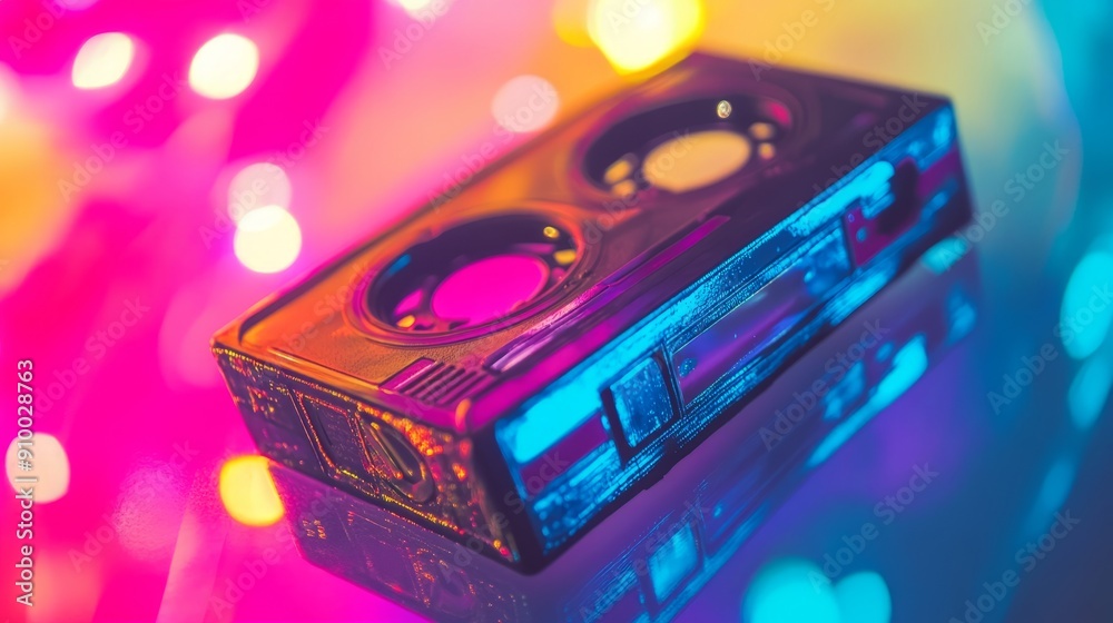 Retro Cassette Tape Element with Vibrant Colors - Graphic Resource ...