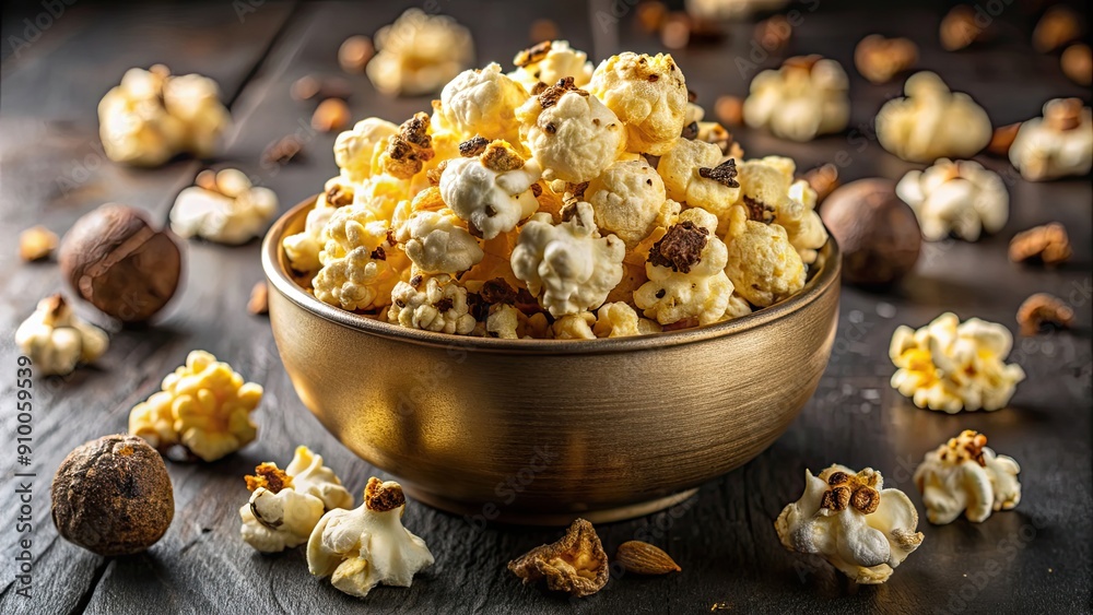 Luxurious truffle popcorn with a touch of nutritional yeast and black ...