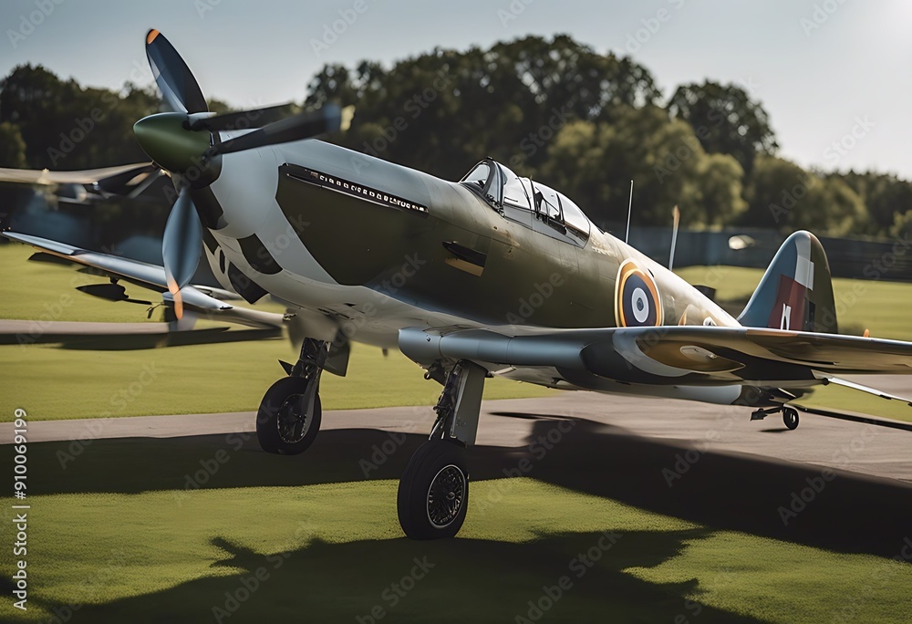 Ilustracja bez tantiem: spitfire supermarine war plane fighter raf ...