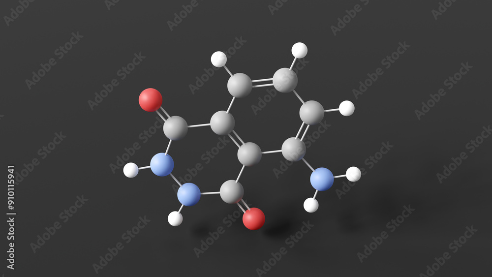 luminol molecule 3d, molecular structure, ball and stick model ...
