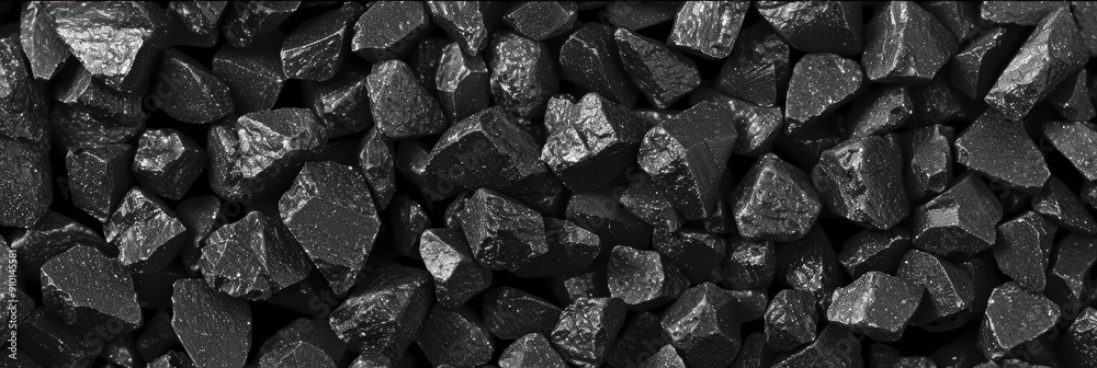 Dark coal pieces of various sizes and textures are densely packed ...