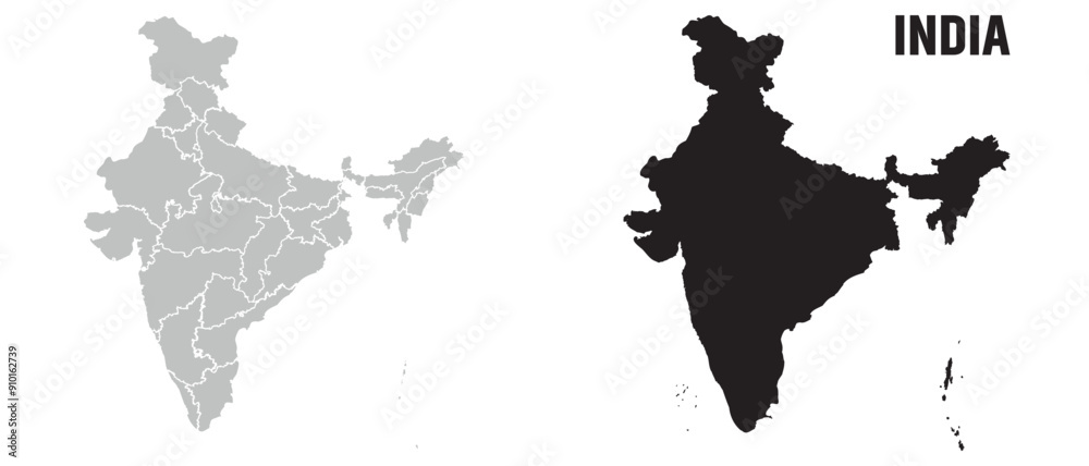 India map, India national map vector image on white background Stock ...
