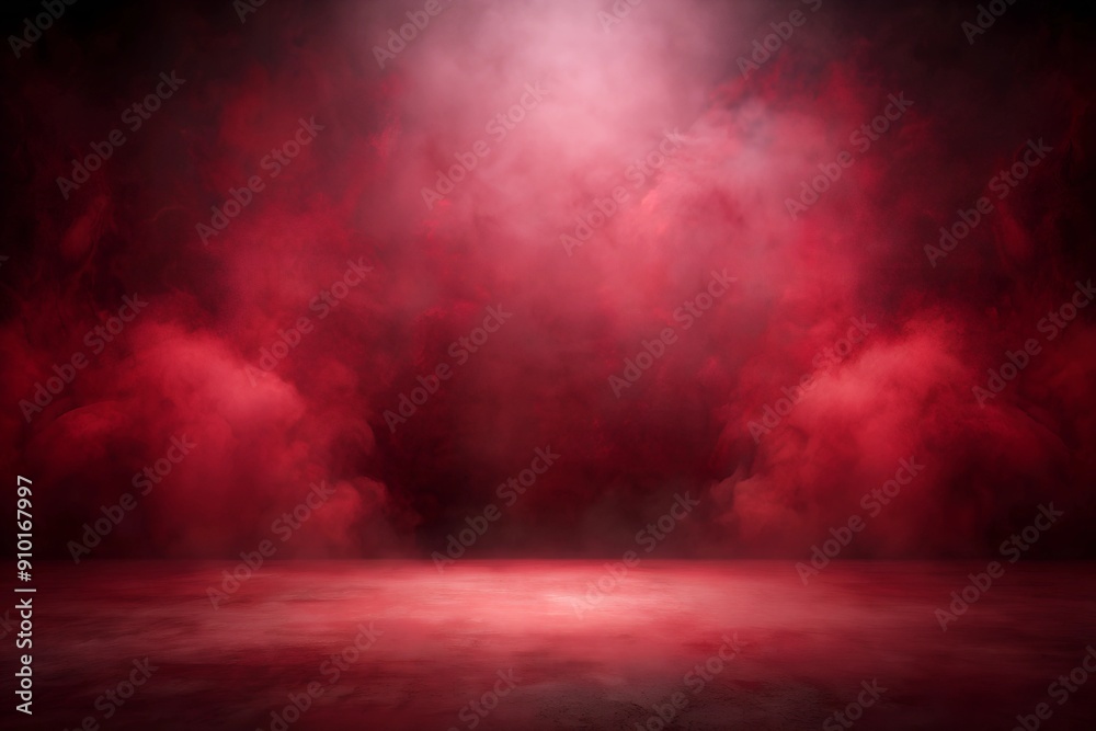 Dark red abstract background with cyclorama style in misty atmosphere ...