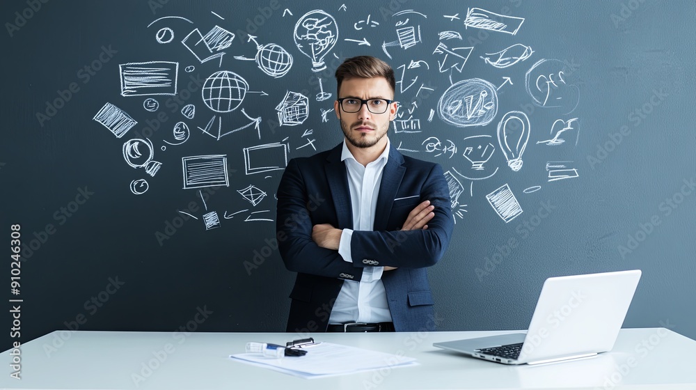 Whiteboard with a mind map drawn on it, representing brainstorming and ...