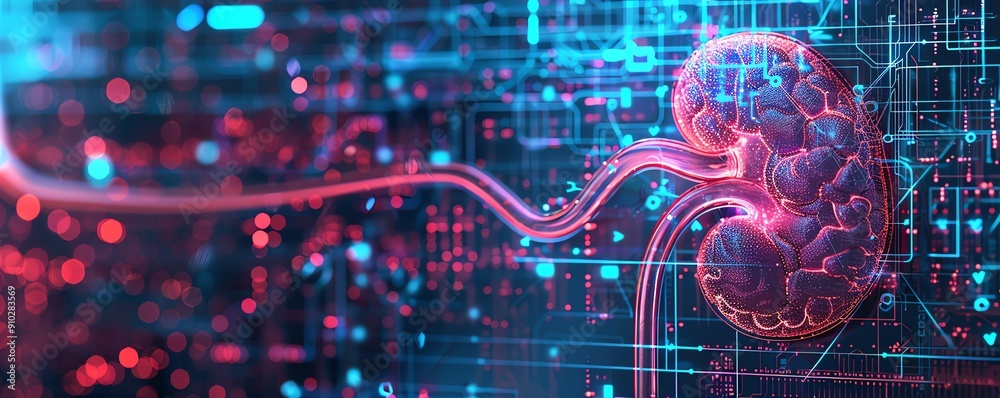 Kidney organ anatomy with nephron structure illustration Nephrology science technology research ...