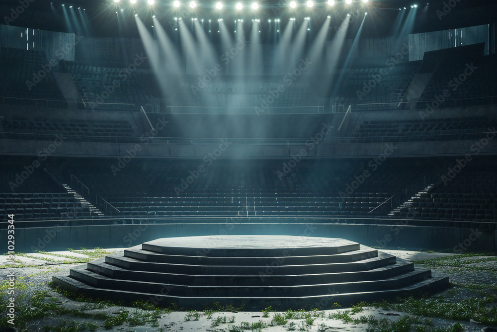 Empty Arena Stage with Spotlight: Large Performance Venue Ready for ...