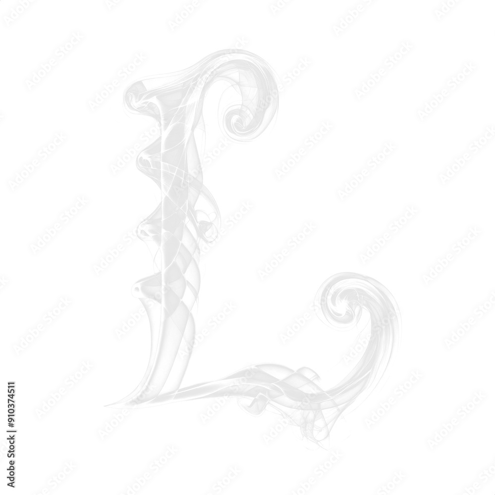 Letter L made of smoke. White smoke alphabet collection with numbers ...